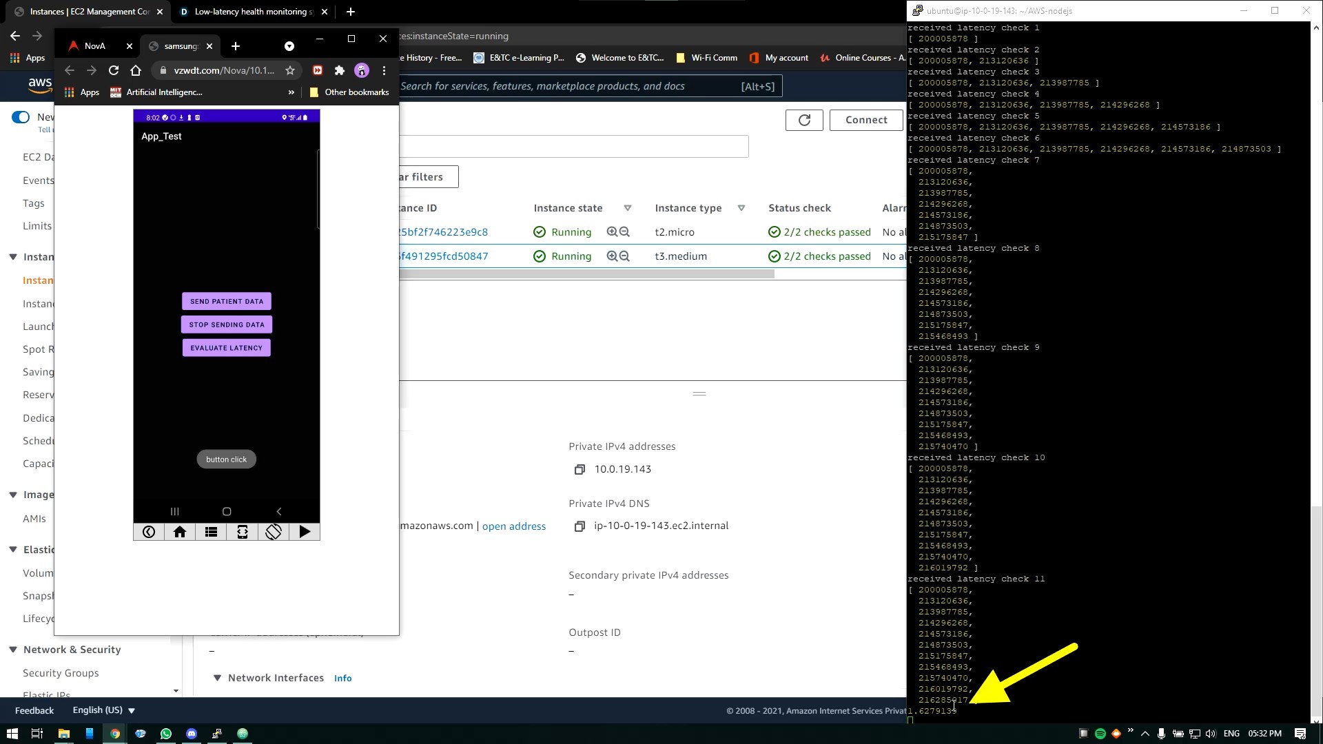Low latency health monitoring system using Amazon-Wavelength and ...